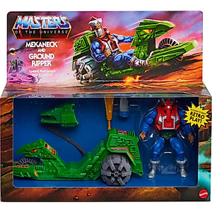 Masters of the Universe Origins Action Figure & Vehicle, Ground Ripper & Mekaneck, 80s Inspired MOTU Toy with Accessories
