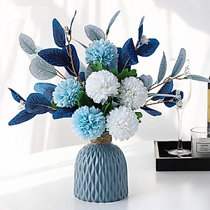 NAWEIDA Artificial Flowers with Vase Faux Hydrangea Flower Arrangements for Home Garden Party Wedding Decoration