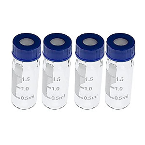 MUHWA 100pcs HPLC Vials with 2 Racks, 2ml Lab Autosampler Vials with Rack, Vials with Writing Area and Graduations, Screw Cap, White PTFE and Red Silicone Septa (Clear)