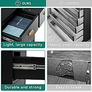 YITAHOME 5 Drawer Dresser, Metal Storage Chest of Drawers, Large Capacity Clothing Storage Organizer with Golden Handles, Tall Dresser for Bedroom, Living Room, Hallway, Entryway, Black