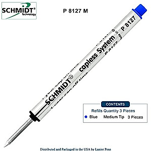 Retro 1951 Short Capless Rollerball Ink Refill, Blue, 3-Pack (REF57P-B)