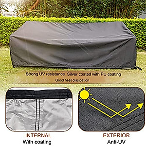 Aipwerer Patio Furniture Covers Black Garden Patio Sofa,Loveseat Bench Cover Heavy Duty Waterproof Table,Wind-Proof,With Anti-Ultraviolet Silver Coating Outdoor Furniture Set Covers (74.8in*26in*35in)