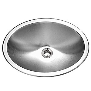 HOUZER CH-1800-1 Opus Undermount Oval Bowl Bathroom Sink, Without Overflow, 17.75" x 13.56", Stainless Steel