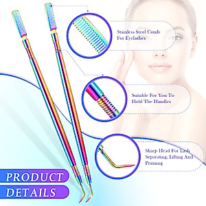 Chumia 2 Pieces Eyelash Lift Perm Tool Lash Separator Tint Tool Stainless Steel Metal Lash Lift Rods for Eyelash Eyebrow Perming Tinting Curling Extensions Supplies(Multi Color)