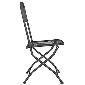 vidaXL Expanded Metal Mesh Folding Patio Chairs in Anthracite - Industrial Style Outdoor Seating Furniture for Patio, Garden - Pack of 2