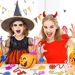 Vellibring 48 PCS Halloween Sticky Hands Party Favors for Kids Stretchy Sticky Toys Bulk for Halloween Treats Goodie Bag Stuffers Fillers Classroom Exchange Prizes