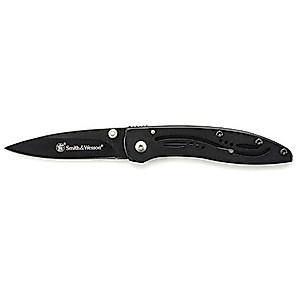 Smith & Wesson CKLPB 5.3in High Carbon S.S. Folding Knife with a 3.2in Drop Point Blade and Stainless Steel Handle for Outdoor, Tactical, Survival and EDC,Black