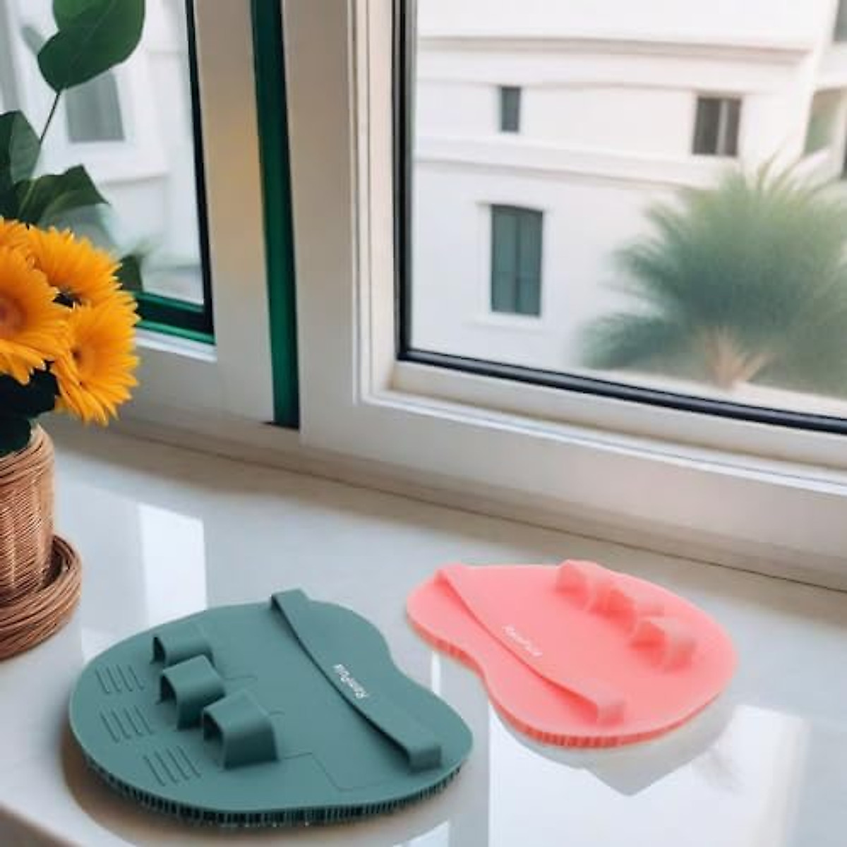 RamPula Silicone Body Scrubber, Silicone Loofah, Bath Back Cleaning Scrubber, Shower Sponge Glove, Exfoliating Body Brush for Wet or Dry Brushing, More Hygienic Than Traditional Loofah (Blue)