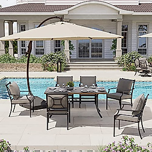 Grand patio 7 Pieces Outdoor Dining Set, Patio Dining Set for 6 with 1 Rectangular Dining Table,Metal Patio Garden Set for Backyard,Patio