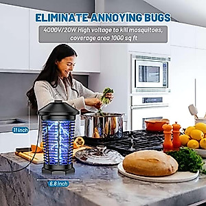 Jinyeda Bug Zapper, Electric Mosquito Zapper Indoor Outdoor, High-Power 4000V 18W Weatherproof Fly Insect Killer Trap Lantern for Home, Backyard, Patio, Garden and Camping