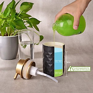 LALA DOLCE Foam Dispenser - Hand Pump Dispenser Foaming Soap Dispenser Ceramic Dish Liquid Dispenser for Kitchen Bathroom Hand Wash Bottle (13.5oz/400ml Black)