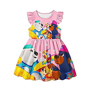 DYNLAB Cute Dog Dress Clothes Toys Doll Costume For Girls Toddler Casual Dress Cartoon Kids