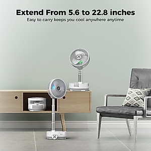Battery Operated Fan - 20000mAh Rechargeable Camping Fan, 112H Runing Time, Oscillating Foldable Fan with Remote & LED Light, Timer & Digital Display Foldaway Fan for Travel Outdoor RV Hurricane