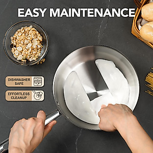 MICHELANGELO Stainless Steel Pot Set 6 Pcs with Triply Base, Stainless Steel Saucepans with Lids, Induction Saucepan Set with Stay-cool Handle - 1QT & 2QT & 3QT