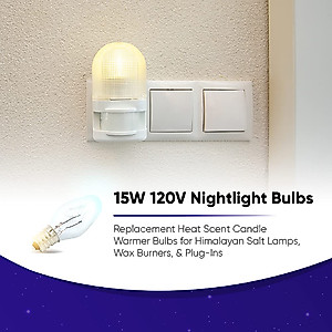 lumenivo 120V 15W Light Bulb for Scentsy Warmer Nightlight 15 Watt Wax Melter Light Bulbs – Replacement Heat Scent Candle Warmer Bulbs for Himalayan Salt Lamps, Wax Burners & Plug-Ins – 10 Bulbs