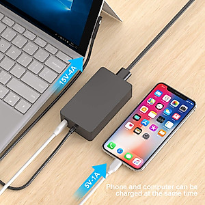 Surface Book Charger, AYNEFF 15V 4A 65W Surface Pro 7 Power Supply Compatible with Microsoft Surface Book Surface Laptop Surface Pro 7 Pro 6 Pro 4 Pro X, Surface Go, 5.9ft DC Cable with USB 5V 1A