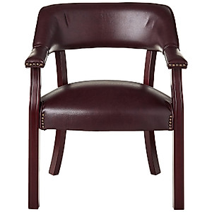 Office Star Padded Vinyl Seat and Back Traditional Guest Chair with Nailhead Accents and Mahogany Finish Wood Frame, Jamestown