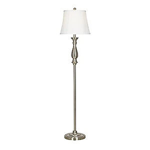 Catalina Lighting 21549-000 Traditional 2-Way Tall Decorative Metal Floor Lamp with Linen Shade, Brushed Steel
