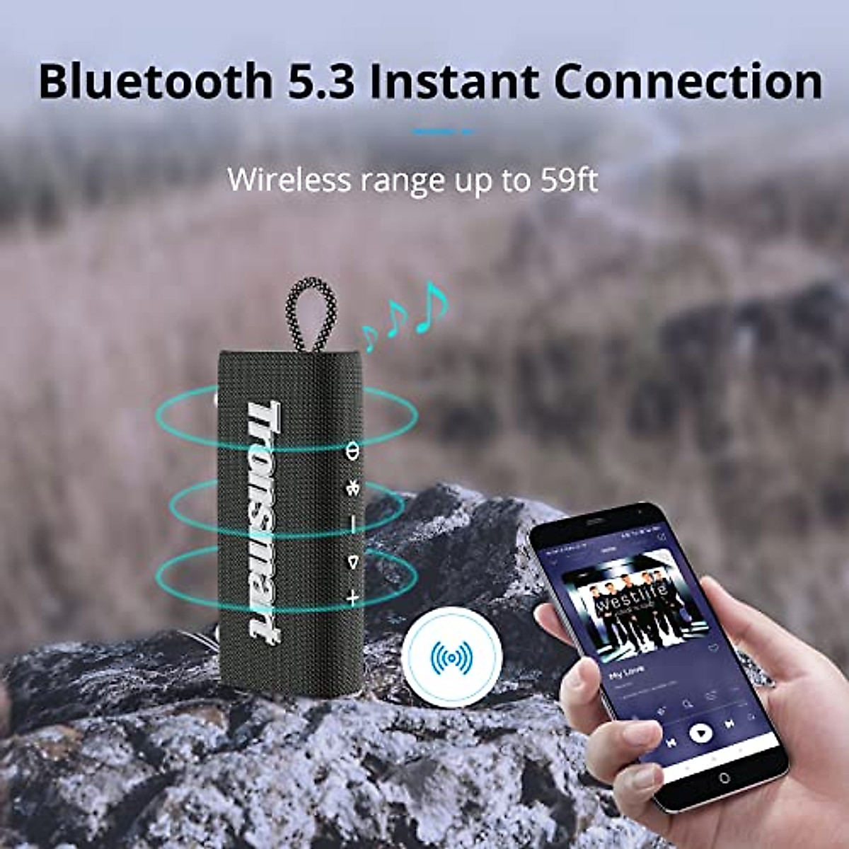 Tronsmart Portable Bluetooth Speaker, Trip Wireless Waterproof Speaker with 10W Output, Bluetooth 5.3, IPX7 Waterproof, 20H Playtime, Built-in Mic…