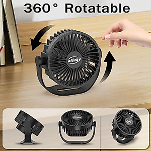 efluky USB Small Desk Fan, 3 Speeds USB Rechargeable Fan Built-in Battery, 360° Adjustment Portable Mini Fan Suitable for Home, Office and Travel, Black