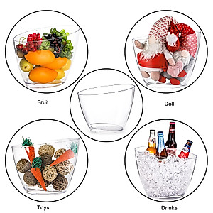 Lawei 2 Pack Acrylic Ice Bucket, 5.2L Clear Plastic Champagne Wine Bucket Chiller, Oval Bar Ice Cooler Container, Food Grade Beverage Storage Tub for Champagne, Beer Bottles, Drinks, Bar and Parties