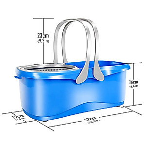 Masthome Small Mop Bucket with Wringer Set, 5 Microfiber Mop Refills & Industrial Grade Heavy Duty Floor Mop, 55'' Stainless Steel Pole Jaw Clamp for Floor Cleaning (Total 2 Pcs String Mop Heads)