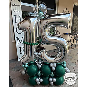 Lovoir 40 Inch Silver 51 Number Balloon 15 Large Size Jumbo Digit Mylar Foil Helium Silver Balloons for 15th 51st Birthday Party Celebration Decorations Graduations Anniversary Supplies