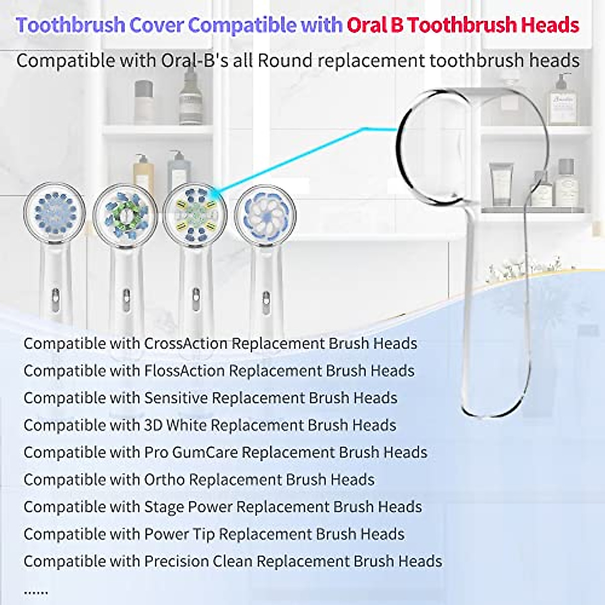 12Pcs Reusable Toothbrush Head Covers Compatible with Oral B Electric Toothbrush Heads for Better Healthy Brushing and Storage in Home and Travel