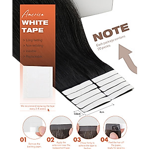 Sunny Hair Tape in Hair Extensions Human Hair Black 22 Inch Hair Extensions Real Human Hair Tape in Extensions Invisible Tape in Human Hair Extensions Seamless Hair Extensions Jet Black 50g 20pcs