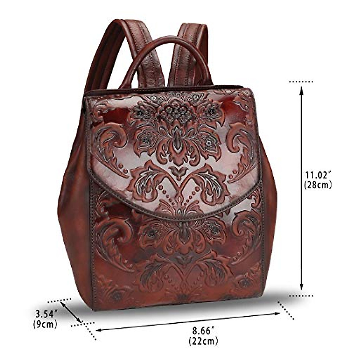LRTO Genuine Leather Backpack Purse Vintage Casual Daypack College Bag Handmade Cowhide Western Rucksack (Coffee) Medium