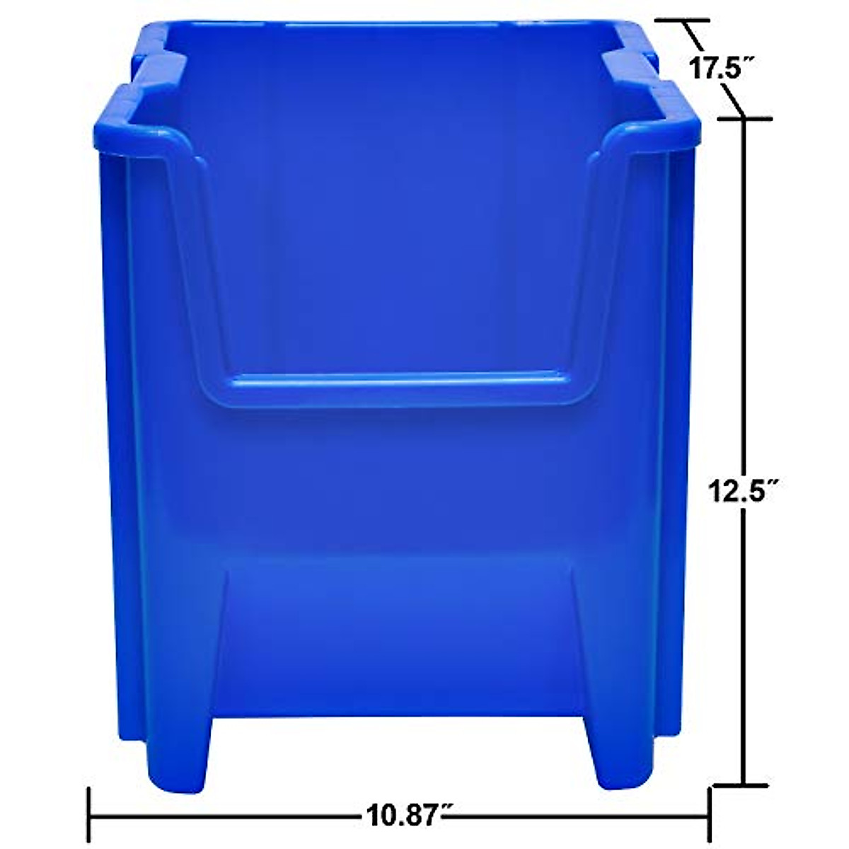 Akro-Mils 13017 Stack-N-Store Heavy Duty Stackable Open Front Plastic Storage Container Bin & 13014 Stack-N-Store Heavy Duty Stackable Open Front Plastic Storage Container Bin, Blue, (4-Pack)