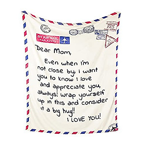 VETEBLE Best Birthday Gifts for Mom from Daughter Son, Premium Dear Mom Blanket Presents for Mother's Day, Christmas, Valentine's Day, Soft & Cozy Flannel Throw Blanket, Moms Bed Blanket Gift
