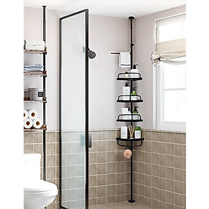 Tacomany Constant Tension Corner Shower Caddy, Commecial Grade SUS304 Pole + FRPP Tray