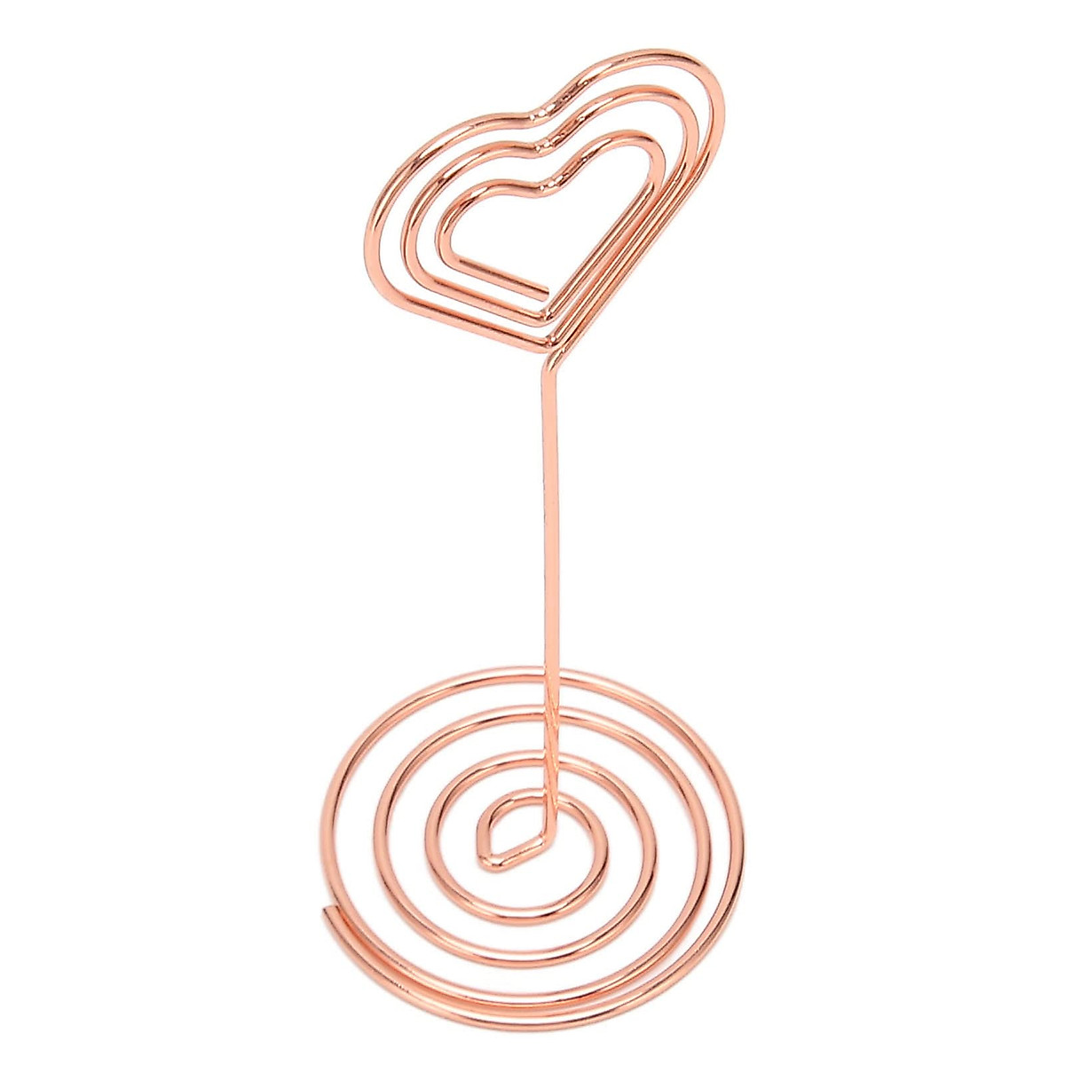 Aladeno 10Pcs Table Number Holders Place Card Holders Photo Holders Table Number Stands Layered Heart Style Stable Base Metal Place Card Holder for Wedding Party Office (Rose Gold)