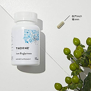 Thorne Iron Bisglycinate - 25 mg - Optimal Absorption - Support Red Blood Cell Formation - Fight Fatigue and Other Symptoms of Iron Deficiency - NSF Certified for Sport - Gluten-Free - 60 Capsules
