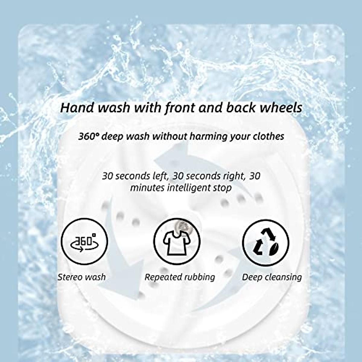 Ultrasonic Turbo Washing Machine, Mini Portable Washing Machine, Sink Washing Machine for Dorm Home Travel, 30 Minute Timer, USB Powered (White)