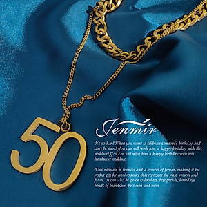 50th birthday gifts for men - with pendant necklace - 50th birthday decorations for men, 50th anniversary, birthday gift ideas for dad, son, husband, friend. The number 50 fashion jewelry