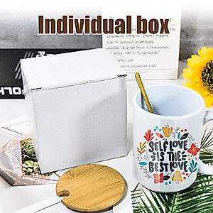 AGH 8pcs Sublimation Mugs 15 oz Blank Bulk, 15oz Sublimation Coffee Mug, White Ceramic Plain Mug Cups for Sublimation with Bamboo Lids & Stainless Steel Spoon for Coffee, Soup, Tea, Milk, Latte