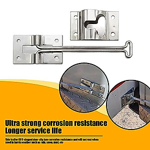 GKmow 2 PCS Car Door Latch, 6In Silver Cargo Door Hook Lock, 304 Stainless Steel Fixed Hook Car Tail Door Replace GL-16516S, Universal Truck RV Camper Baggage Door Latch