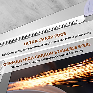 Prikoi Electric Knife - Easy-Slice Serrated Edge Blades for Carving Meat, Bread, Turkey, Ribs, Fillet, DIY, Ergonomic Handle + 2 Blades for Raw & Cooked Food(Faux Wood)