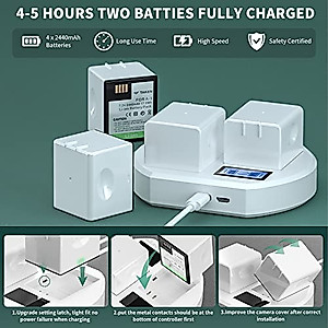 TAKEN Arlo Batteries, 4-Pack Arlo Pro Battery with Dual Arlo Battery Charger Station for Arlo Pro and Arlo Pro 2 Surveillance Camera 7.2V 2440mAh（NOT Compatible with Arlo Ultra 2, Arlo Pro 3）