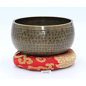 Tibetan Hand Hammered LINGAM Singing Bowl Set- For Meditation, Yoga, Sound Therapy, Spiritual Healing, Prayer, Mind and Body Relaxation