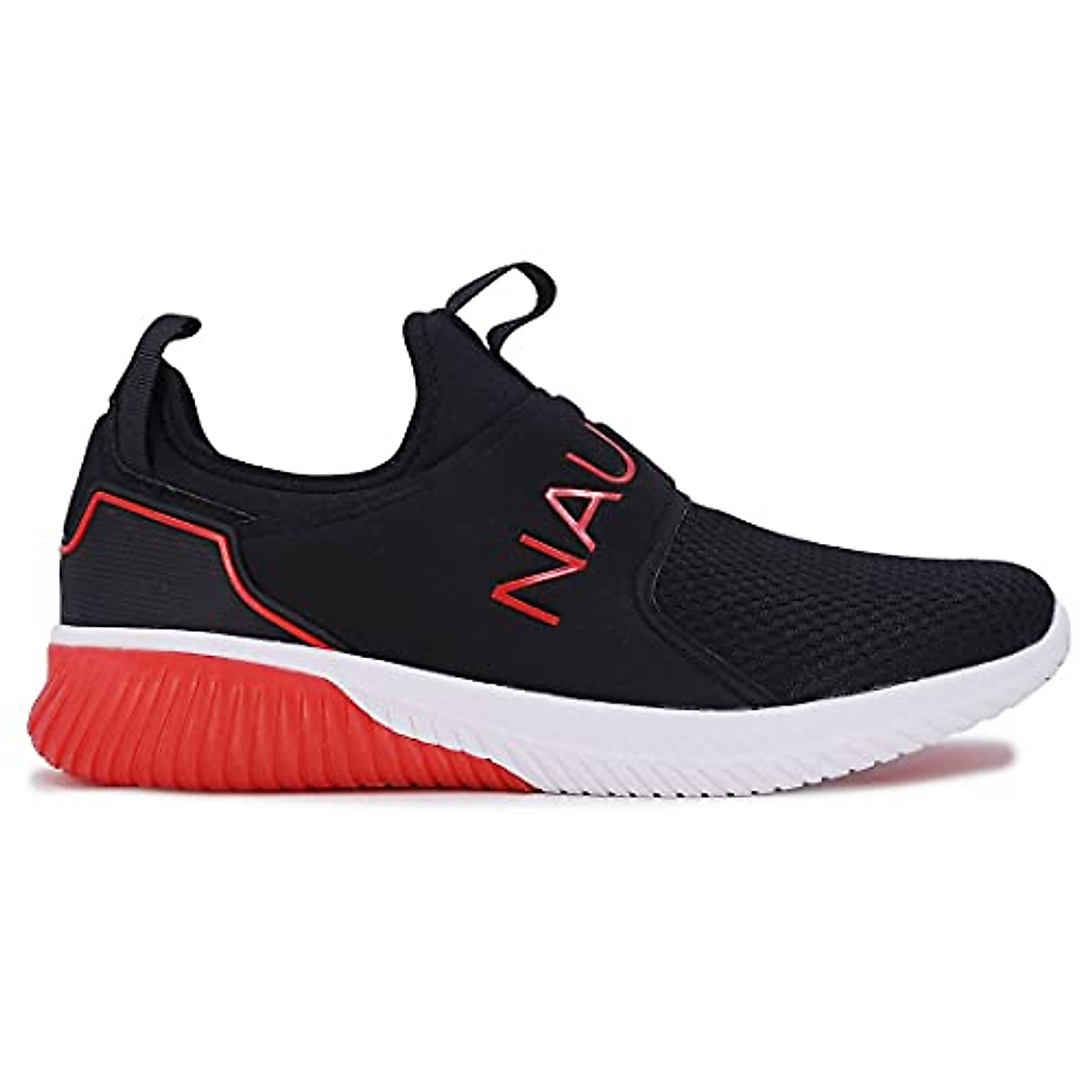 Nautica Men's Casual Fashion Sneakers Slip-On-Walking Shoes-Lightweight Joggers-Coaster-Black Red 1-13