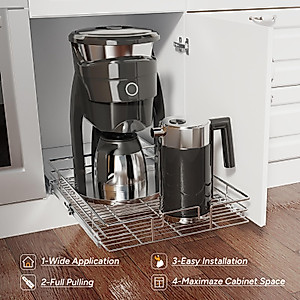 ROOMTEC Pull Out Cabinet Organizer(14"W x 21"D),Heavy Duty Slide Out Shelves,Pull out Drawers for Kitchen Cabinet,Base Cabinet Organization for Home, Kitchen, Bathroom