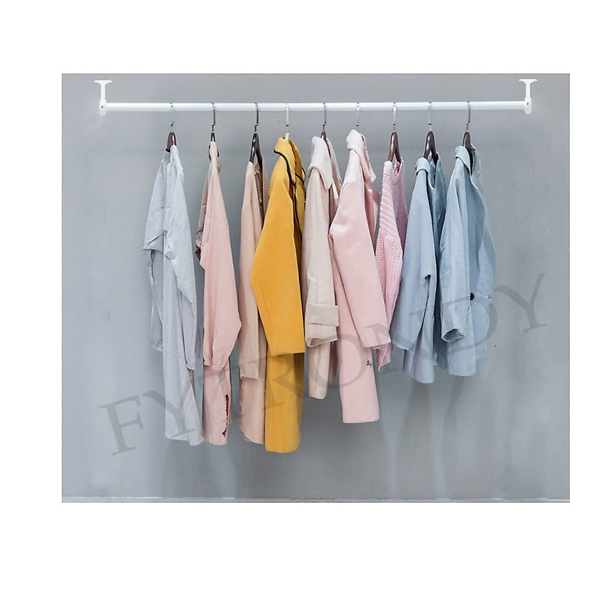 FYTRONDY White Edition Stainless Steel Wardrobe Pipe, Closet Lever Support Rod Holder Socket Bracket (1-1/4 INCH 2 Pack)