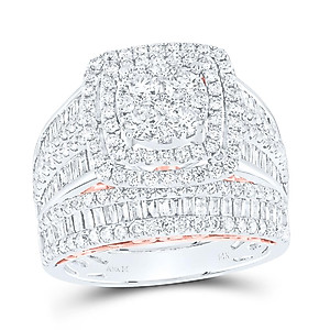 Jewels By Lux 14kt Two-tone White Gold Womens Round Diamond Cluster Bridal Wedding Engagement Ring Band Set 2-5/8 Cttw Ring Size 10.5