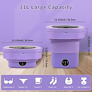Mini Washing Machine,11L Portable Washing Machine,Foldable Washing Machine with Spin,Washer and Dryer Combo,Small Washer With 3 Modes Deep Cleaning for Apartments, Camping, Travel,RV,Purple