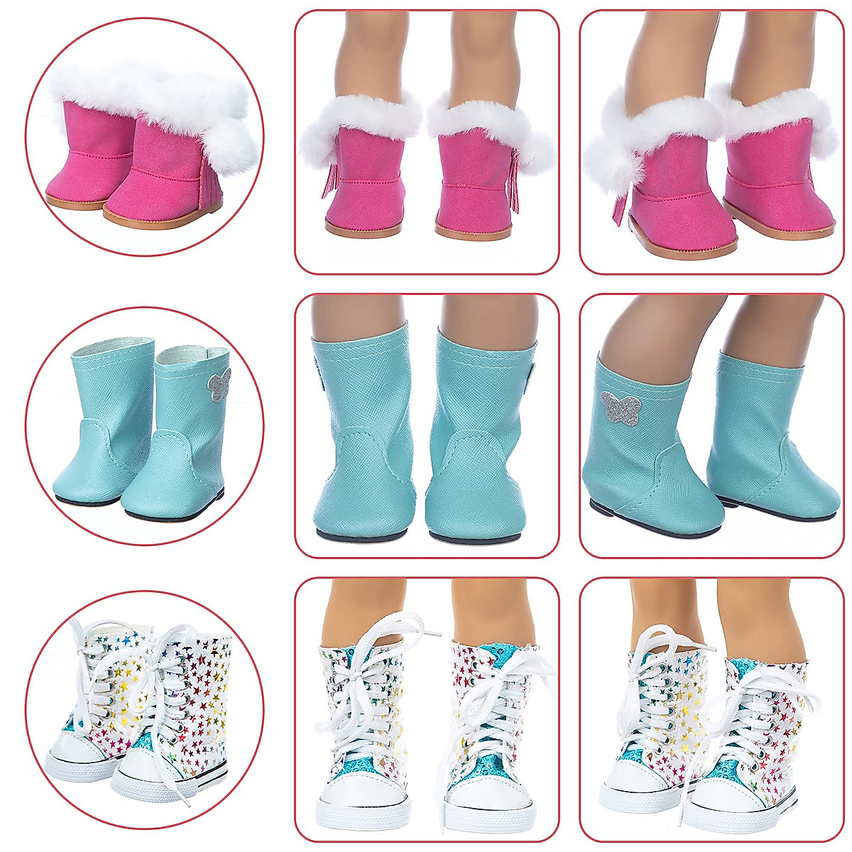 BDDOLL 9 Pairs 18 Inch Girl Doll Shoes and 4 Pairs Socks Accessories for 18 Inch Doll - Including Roller Skates Casual Shoes Princess Shoes Cotton Shoes