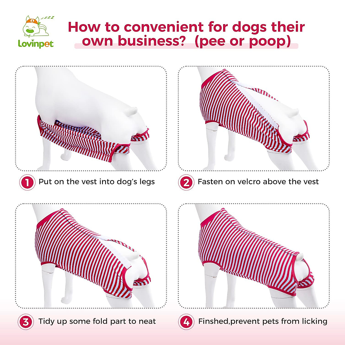 LovinPet Recovery Shirt - Full Coverage Dog's Bodysuit Wound Protective Surgical,E-Collar Alternative Recovery Snugly Suit for Abdominal Wounds After Surgery Anti-Licking Dog Onesies,Short Legs,XL