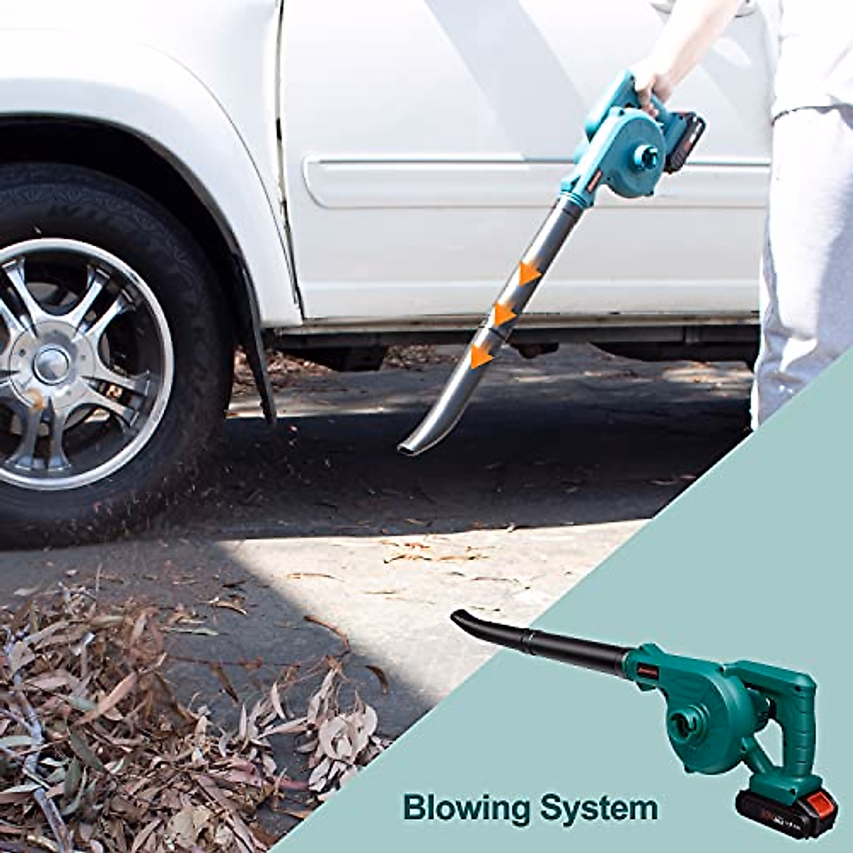 Kinswood 20V 2.0A Batteries Cordless Lithium-ion 12-in-1 Blower Vacuum for Blowing Leaves, Vacuuming Dusts